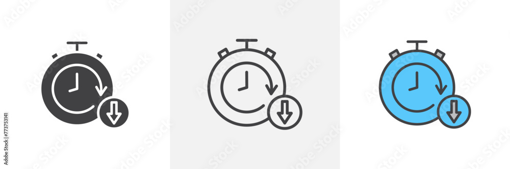 Operational Time Management Icons. Downtime Reduction and Efficiency ...