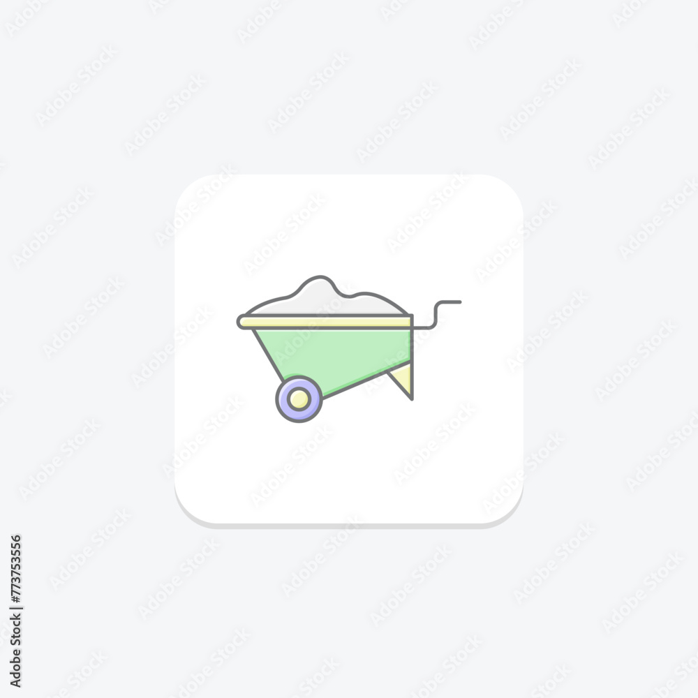 Wheelbarrow icon, cart, transport, carry, garden, editable vector ...