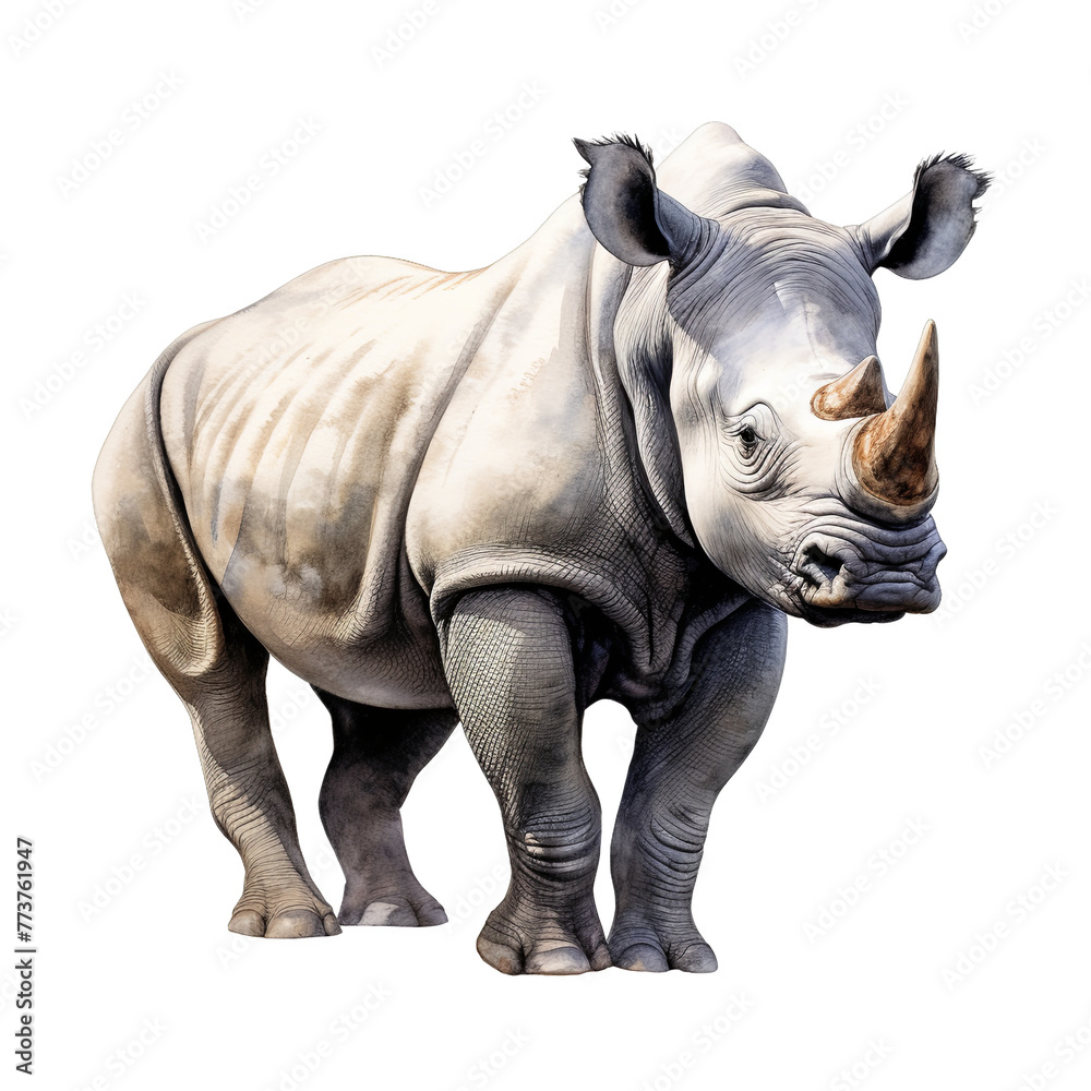 Rhino watercolor clipart illustration isolated on transparent ...
