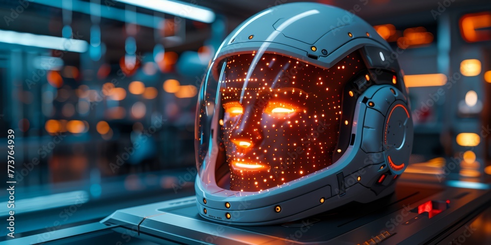 Futuristic 3D render of a high-tech, AI-powered beauty device with a ...