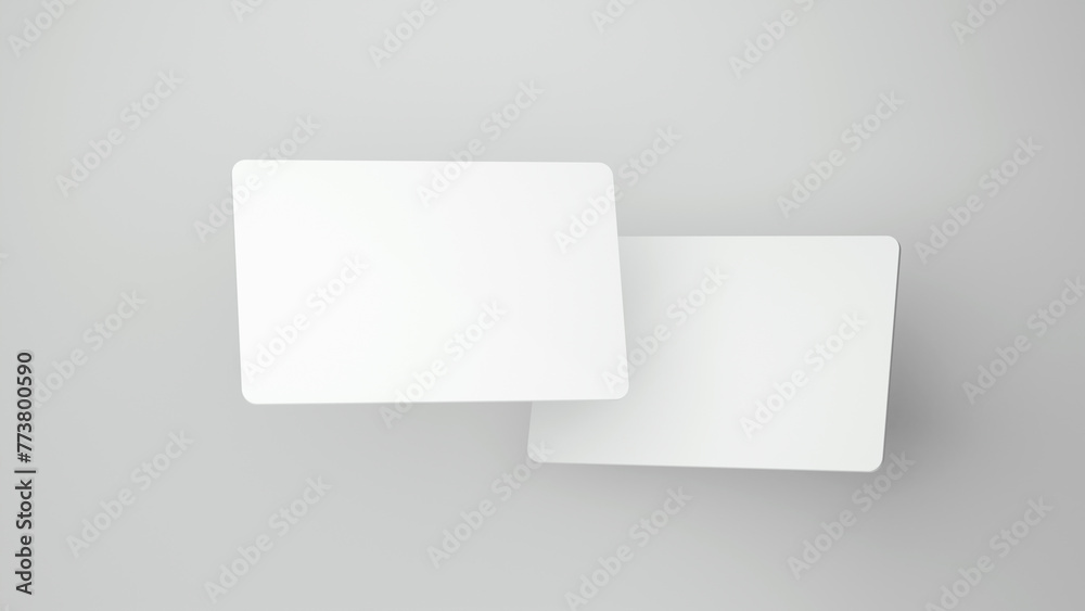 Two blank plastic business cards mockups set isolated on grey ...