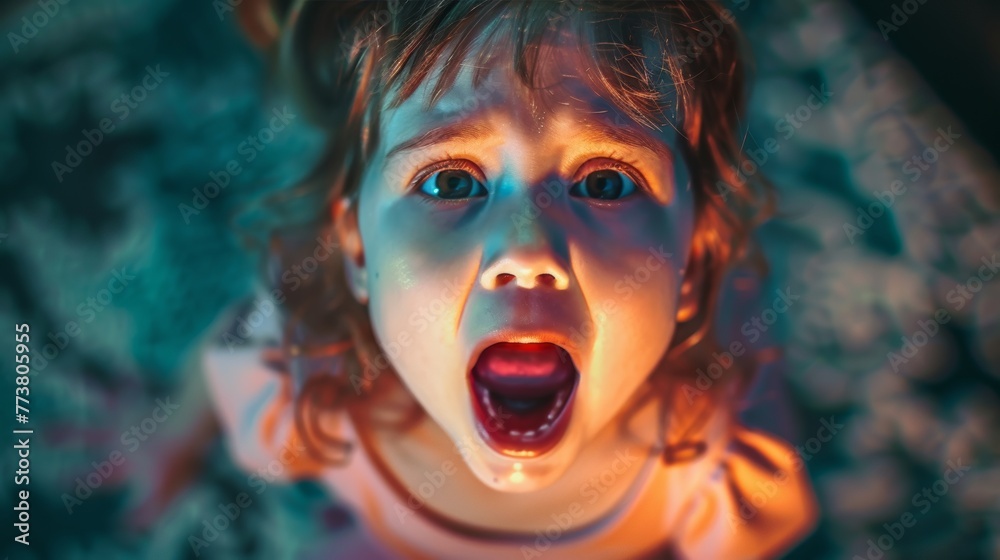 closeup photo of a cute little baby girl child crying and screaming ...