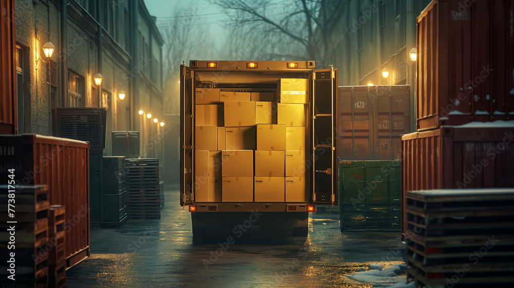 Inside view of an export container showing various types and sizes of ...