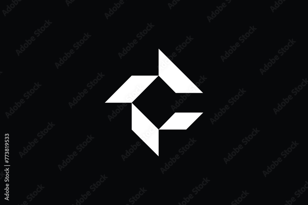 letter c geometric logo, letter c and crystles icon logo, letter c and ...