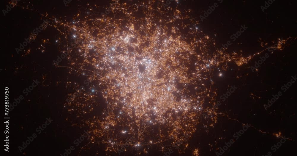 Hyderabad (India) aerial view at night. Top view on modern city with ...