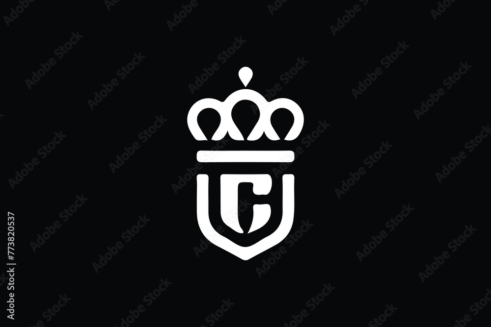 letter c royal logo, letter cu logo, letter c and crown icon logo ...
