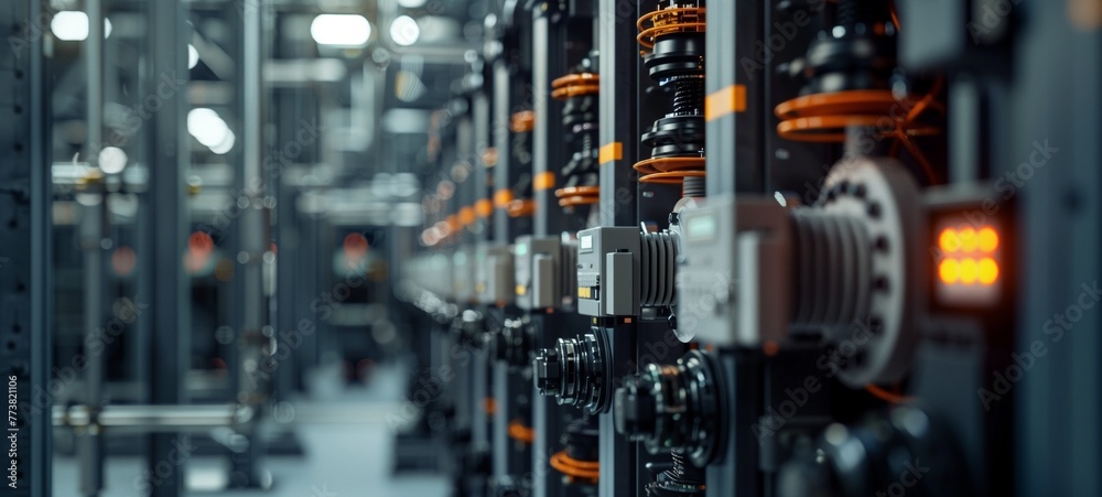 Foto de Industrial power distribution substation with a detailed view ...