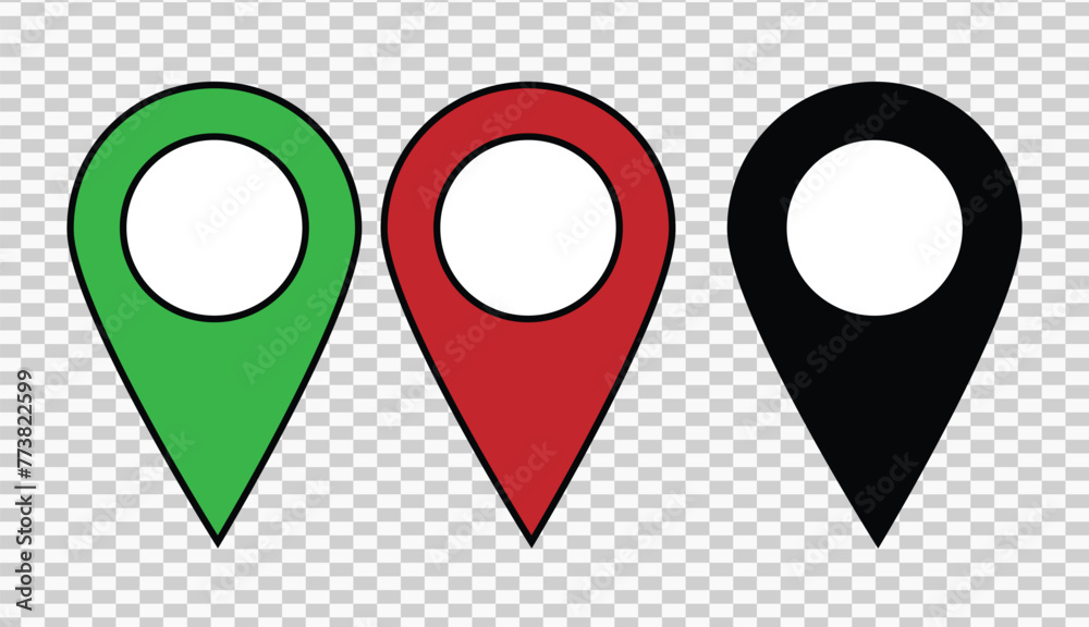 Set of map pin location icons. Modern map markers .Vector illustration ...