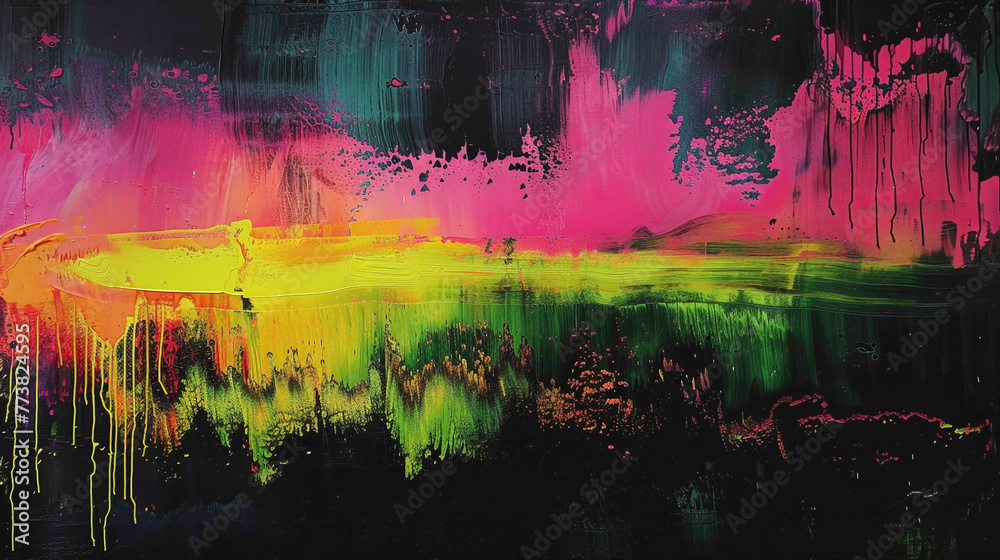 Bands of intense neon hues - electric greens, vibrant yellows, shocking ...