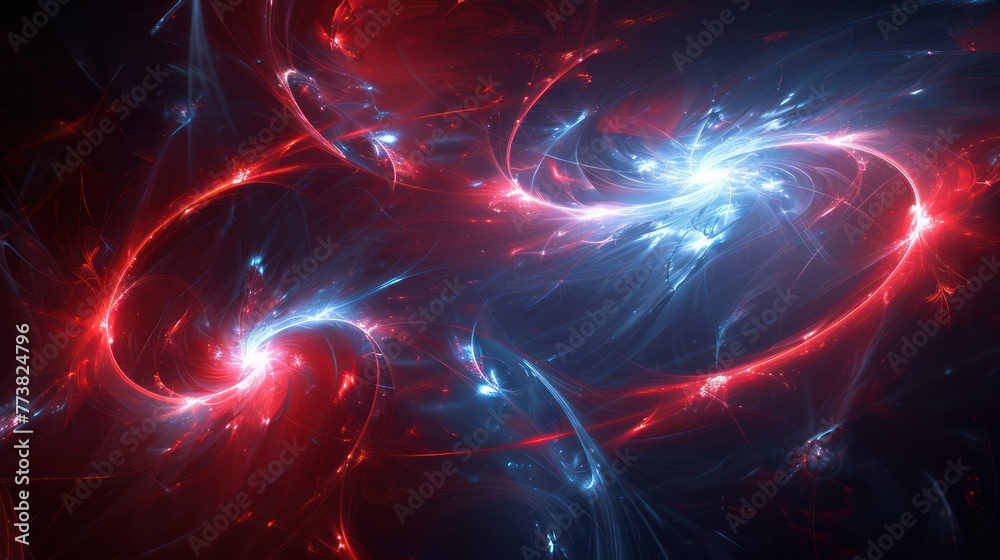 Montage background with grainy digital effect. Red and blue color ...