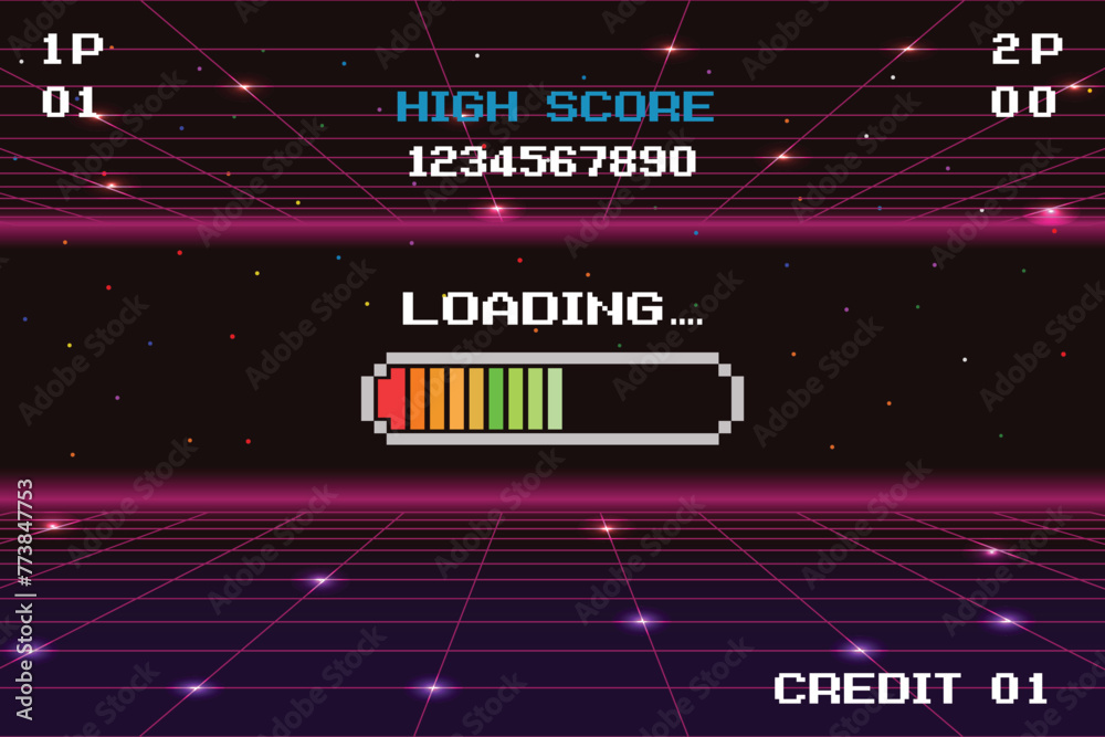Vetor de LOADING .pixel art .8 bit game. retro game. for game assets in vector illustrations ...
