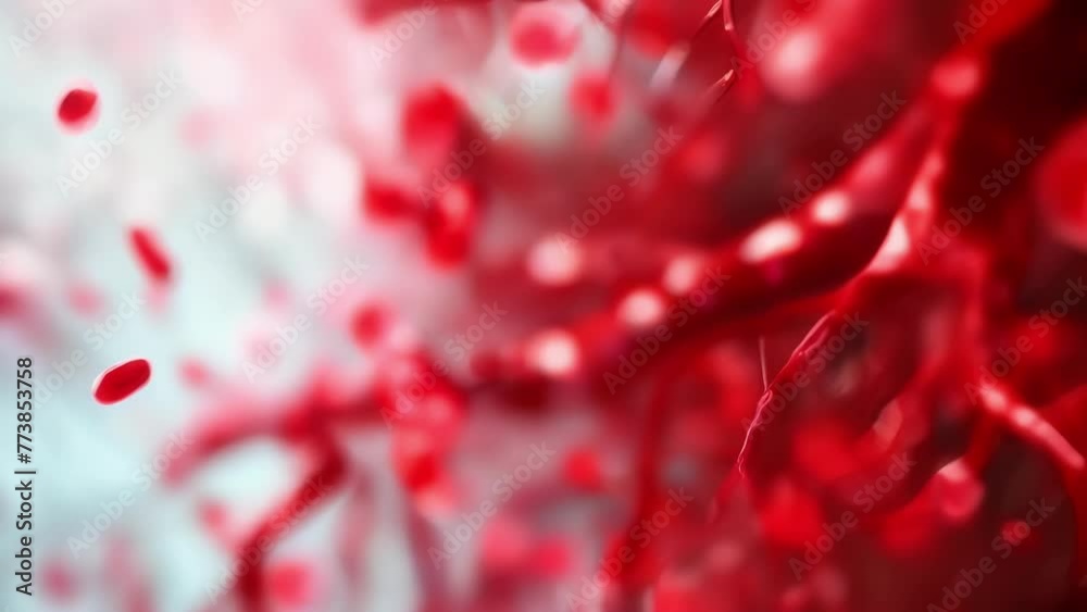 A 3D representation of the cardiovascular system with red cells flowing ...