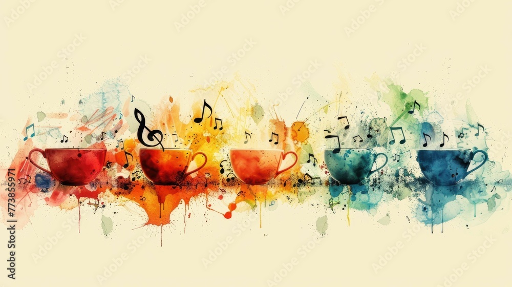 Tea inspired by music genres, illustrated as different musical notes ...