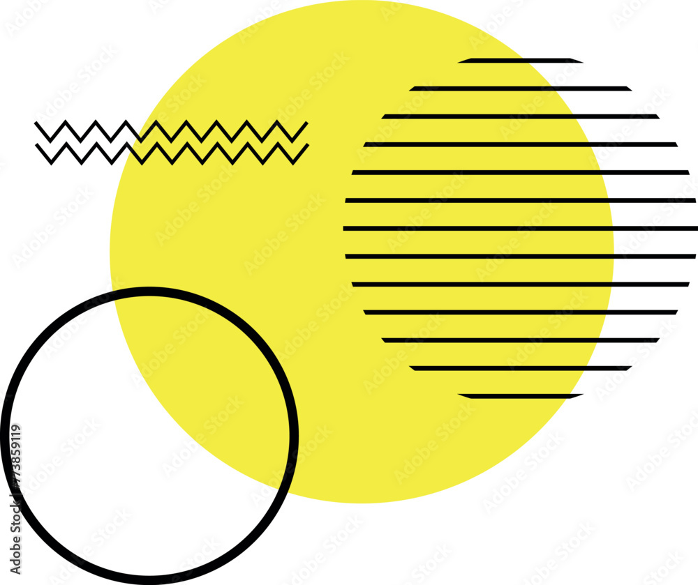 Memphis Style Yellow and Black Circle Graphic Design Resource. Perfect ...