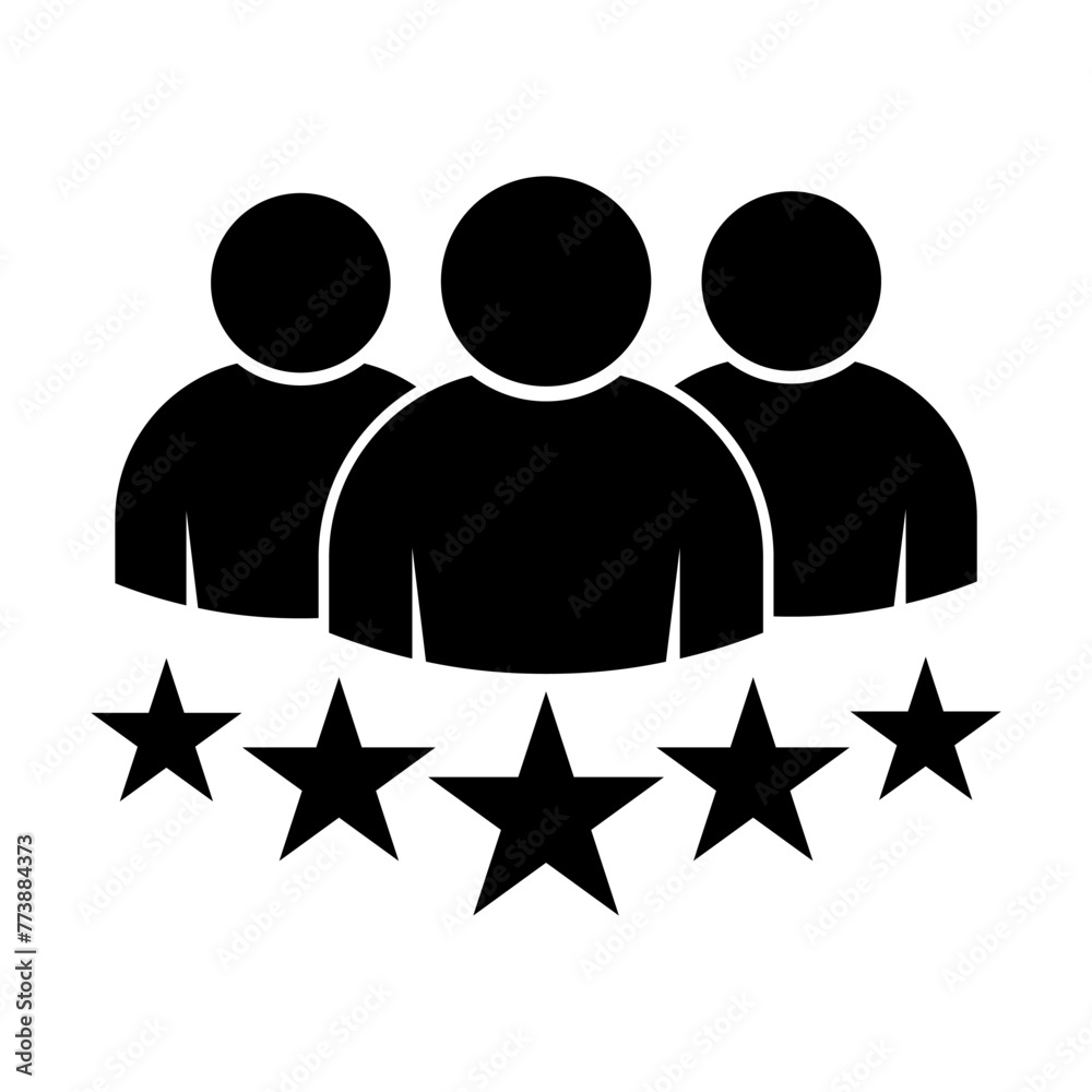 People group with 5 stars vector icon premium product quality rating ...