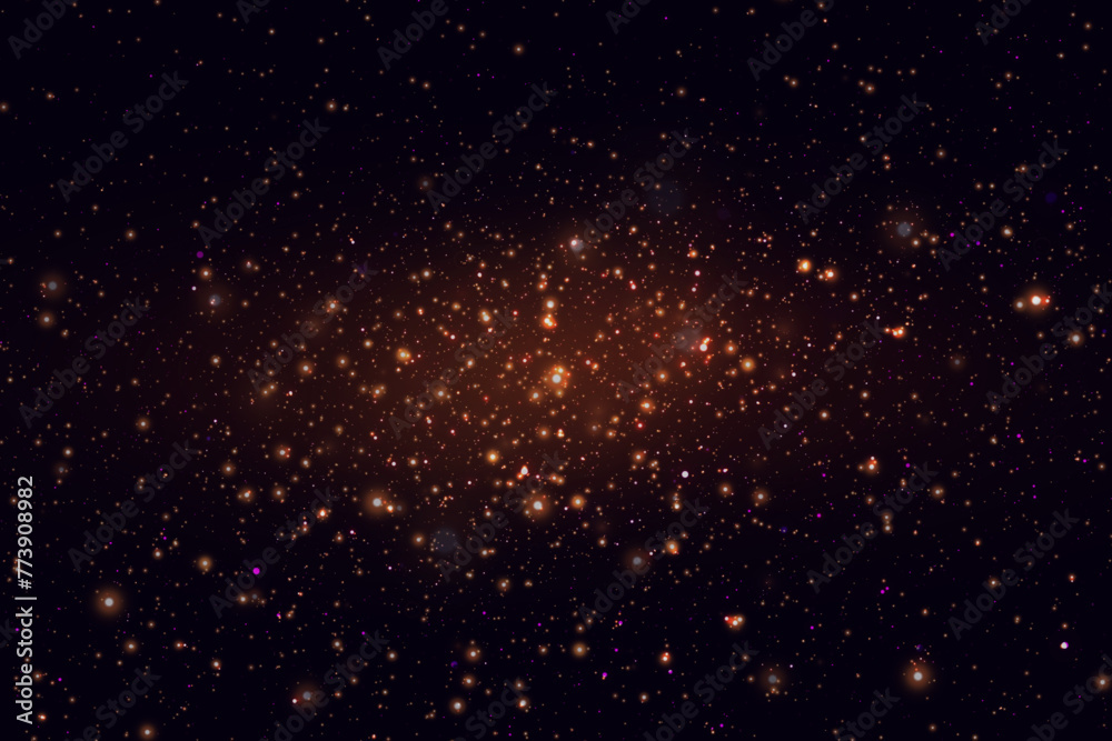 Glowing particles of light. Flying fiery sparks with the glare of a ...