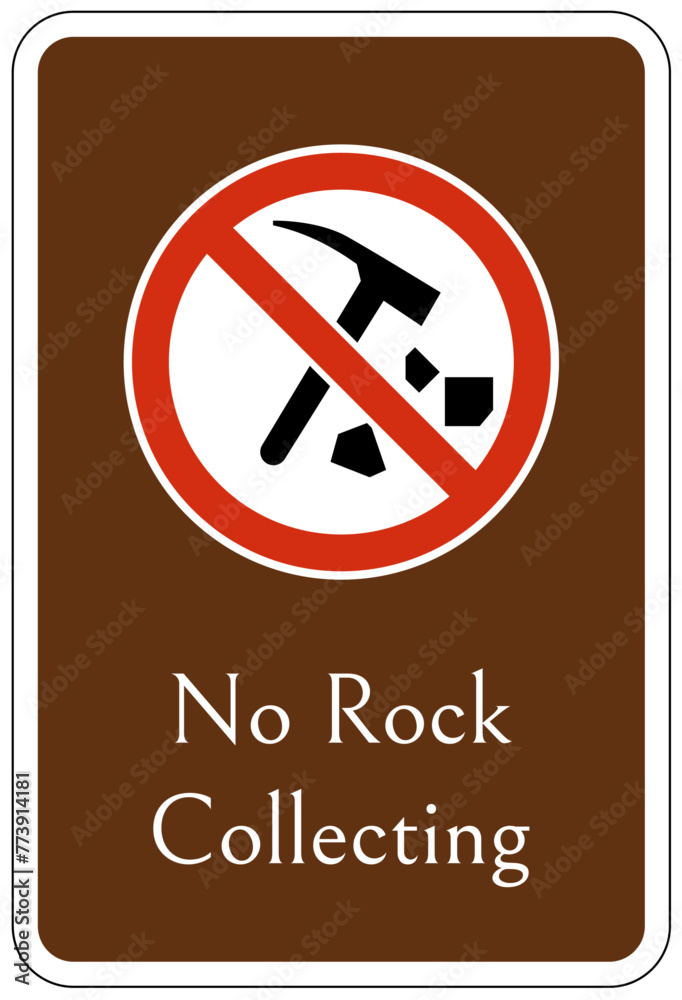 Campsite prohibition sign no rock collecting Stock Vector | Adobe Stock