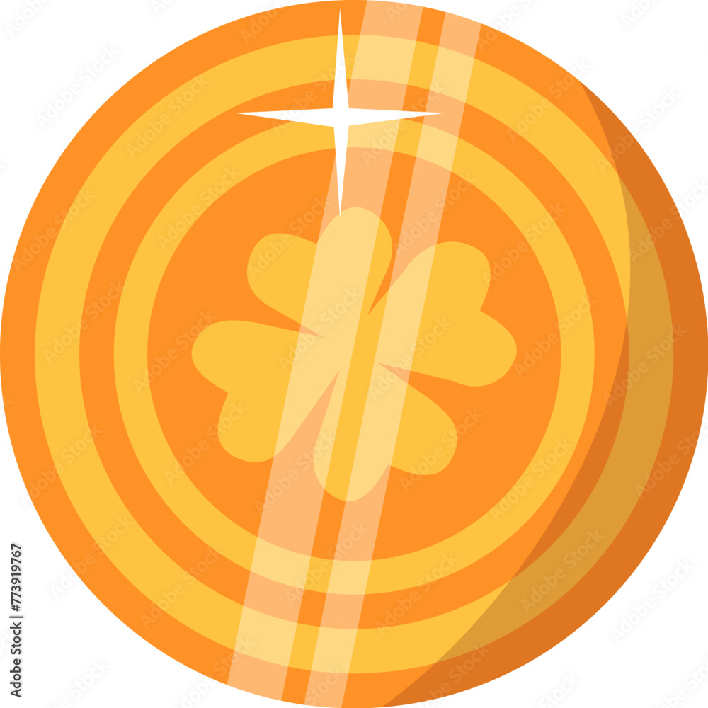 Magic gold coin. Magical accessory of fairy tale gnome Leprechaun ...