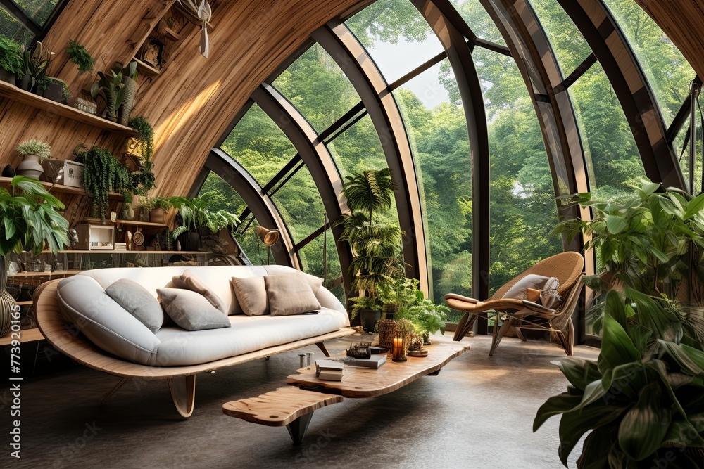 Futuristic Biophilic Living Room Ideas: Biophilic Architecture with Recycled Decor Stock ...