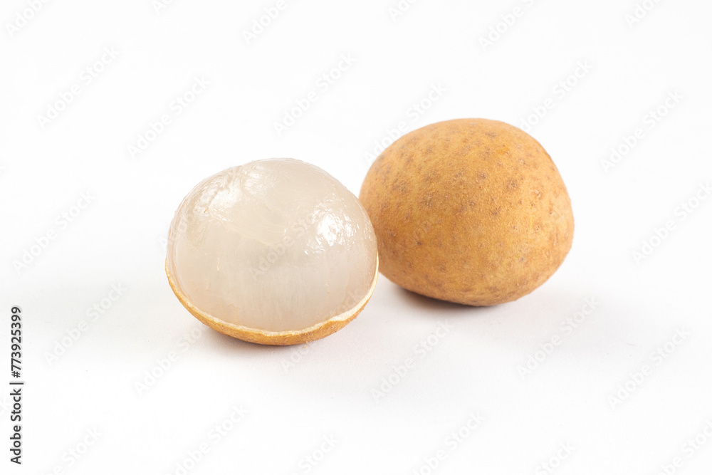 Longan fruit tropical tree isolated on white background. Group of fruit ...