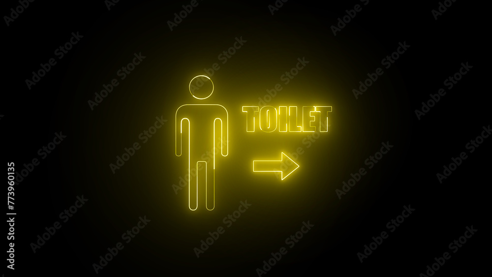 Neon glowing line Toilet Male sign. Right Pointer to the toilet or ...