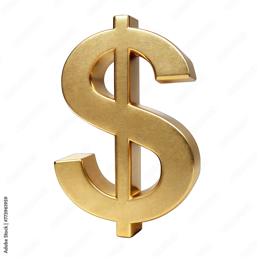 gold dollar symbol 3d isolated on transparent background. png Stock ...