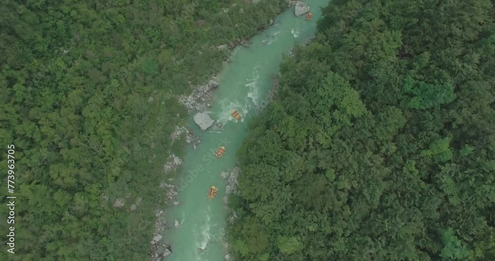 River Rafting Top View. top view of a mountain river along which ...