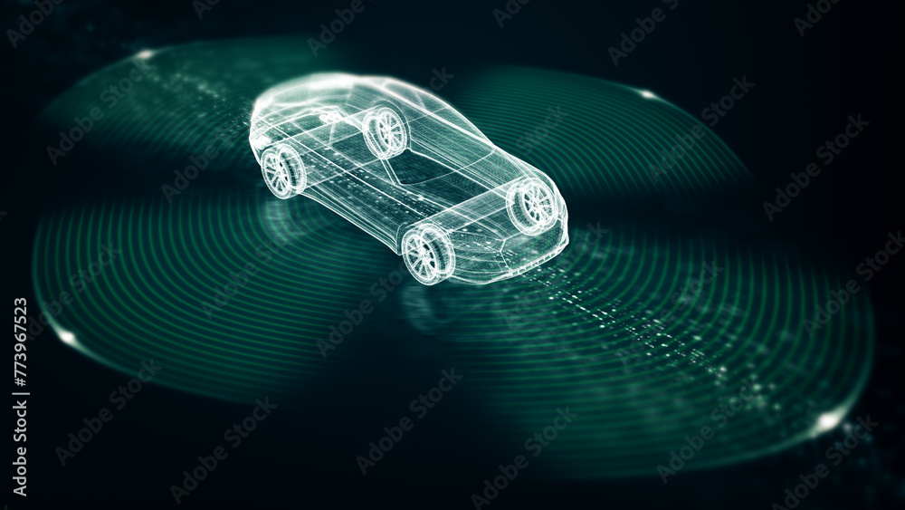 Advanced motion graphics illustrate an autonomous vehicle equipped with ...
