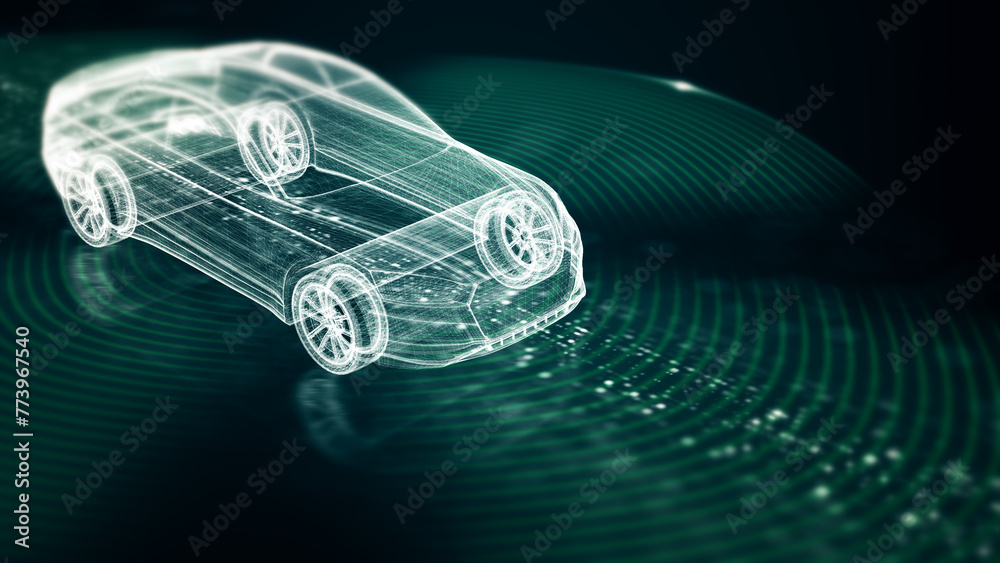 Advanced motion graphics illustrate an autonomous vehicle equipped with ...