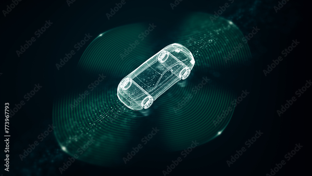 Advanced motion graphics illustrate an autonomous vehicle equipped with ...
