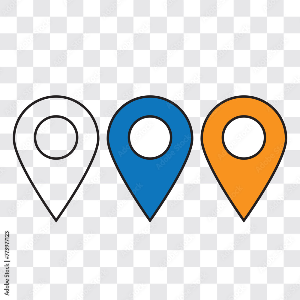 Fototapeta location pin icon on transparent. map marker sign. flat ...