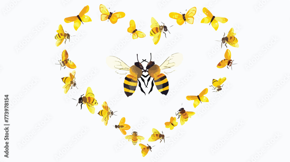 Flying honey bee heart frame vector clipart design fla Stock Vector ...