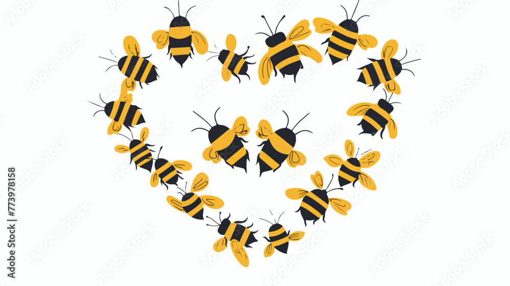 Flying honey bee heart frame vector clipart design fla Stock Vector ...