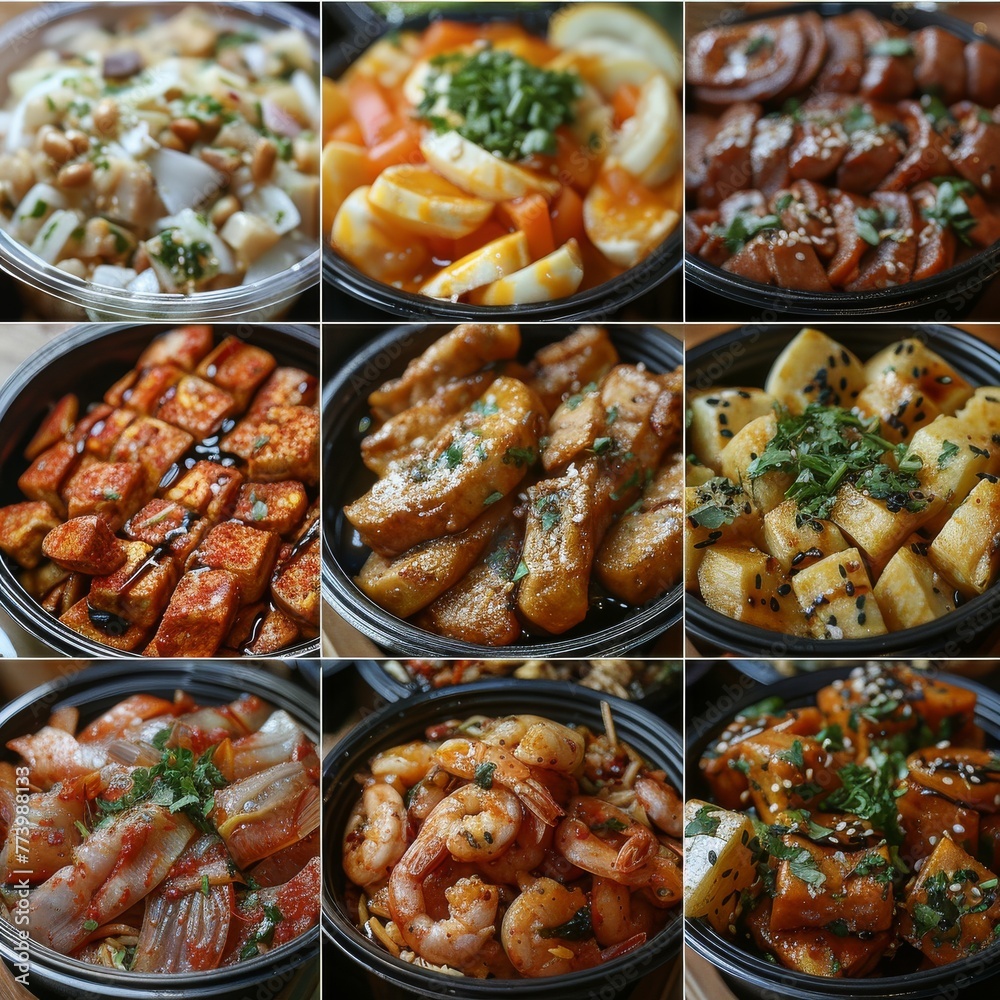 International Street Food: A collage of diverse street food from around the world, showcasing ...