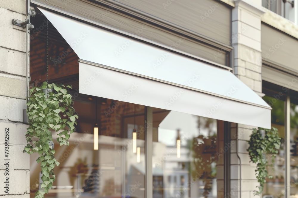 Blank storefront signboard mockup on a modern shop exterior Stock Photo ...