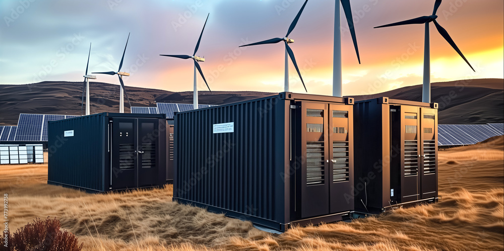 Advanced battery energy storage system with wind turbines and solar ...