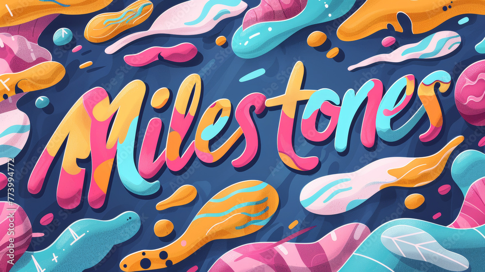 The image shows the word 'Milestones' against a plain background ...