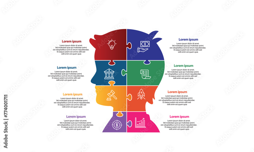 Vector brain infographic. Template for human head diagram, knowledge ...