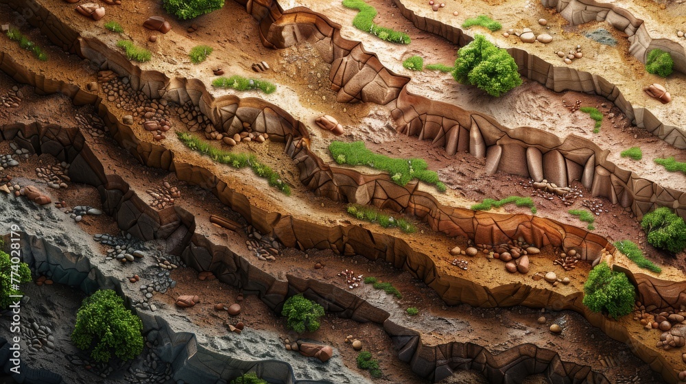 An isometric perspective unveils the intricate nature of soil horizons ...