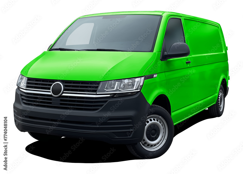 Modern European cargo minibus, front side view isolated on white ...