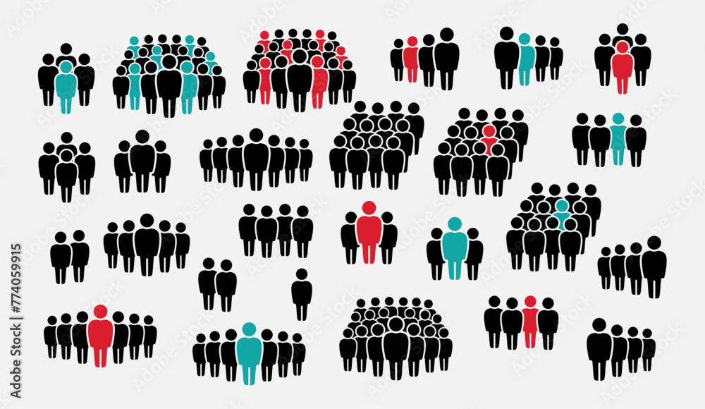 People icon set in trendy flat style. People symbol for infographics ...