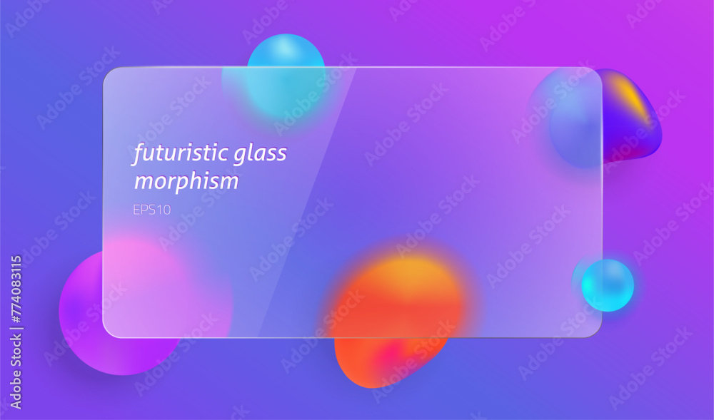 Blurred glass morphism frosted effect neon colorful transparent vector ...
