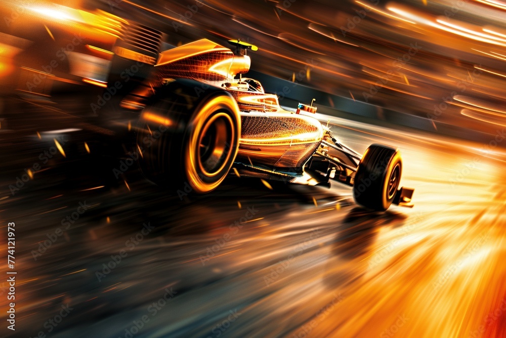 A heart-pounding high-speed race on a dynamic racetrack, capturing the ...
