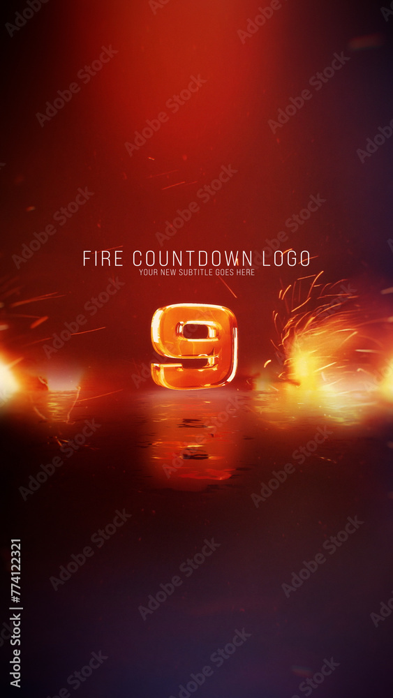 Fire Countdown Logo Reveal Vertical Stories Opener for Social Media ...