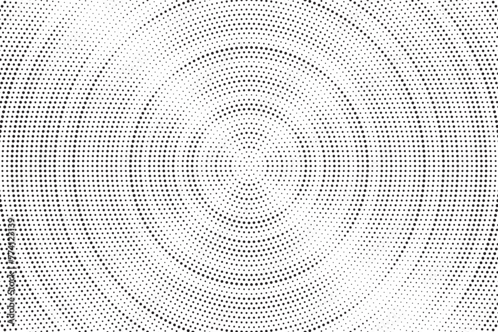Halftone circle frame dotted background. Round border background using halftone random circle ...