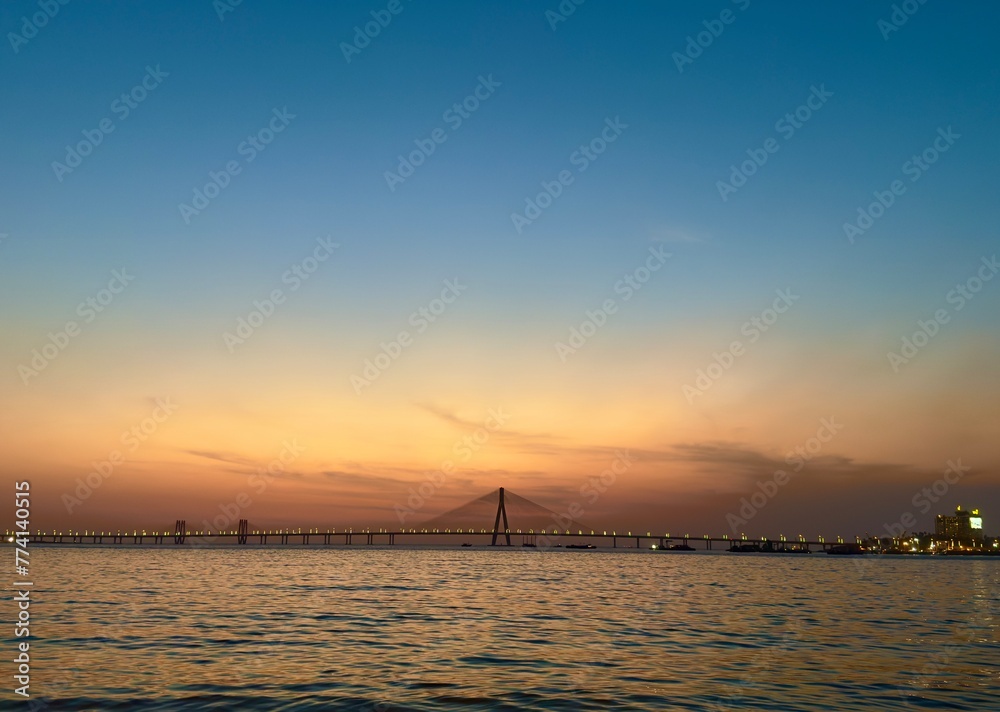 Bandra Worli Sea Link During a beautiful sunset Stock Photo | Adobe Stock