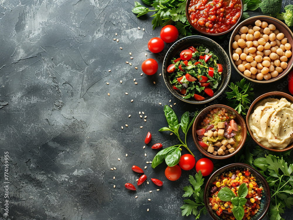Selection of Middle eastern or Arabic dishes. Minimalistic arabic food ...