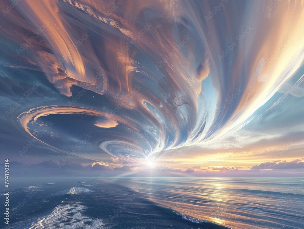 Polar vortex shifting, bizarre weather patterns over ocean, wide angle ...