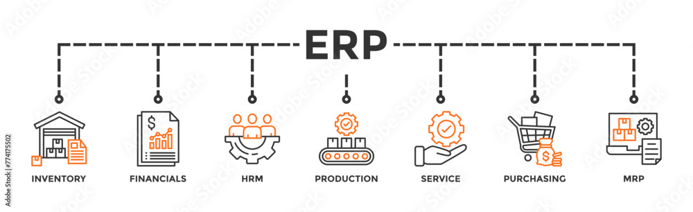 ERP banner web icon illustration concept for enterprise resource ...