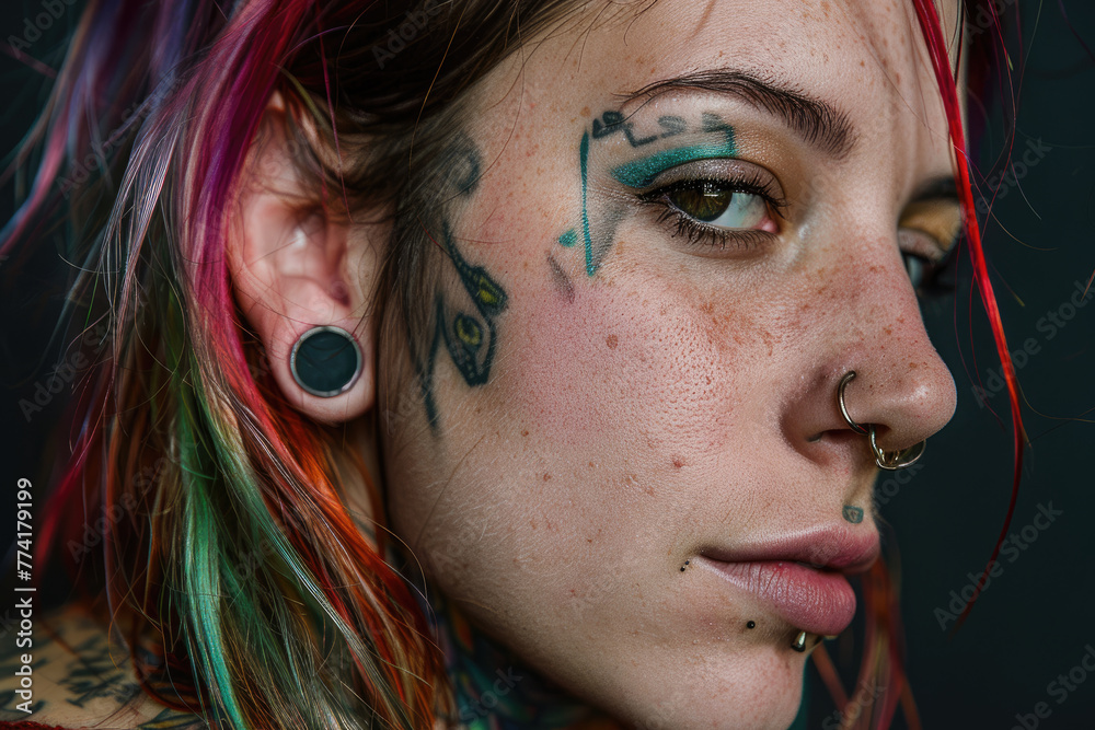 retrato profesional de una persona muy tatuada con con escarificaciones ...